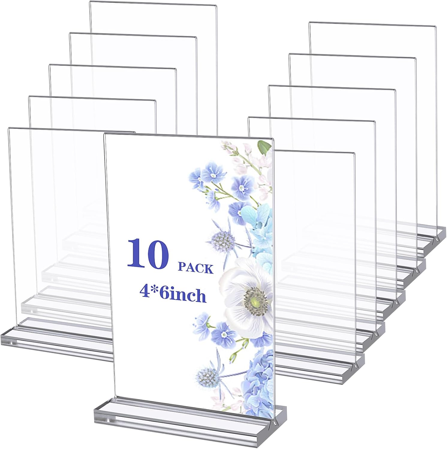GANGBARU 10 Pack 4 x 6'' Acrylic Sign Holder Clear Display Stand Double ...