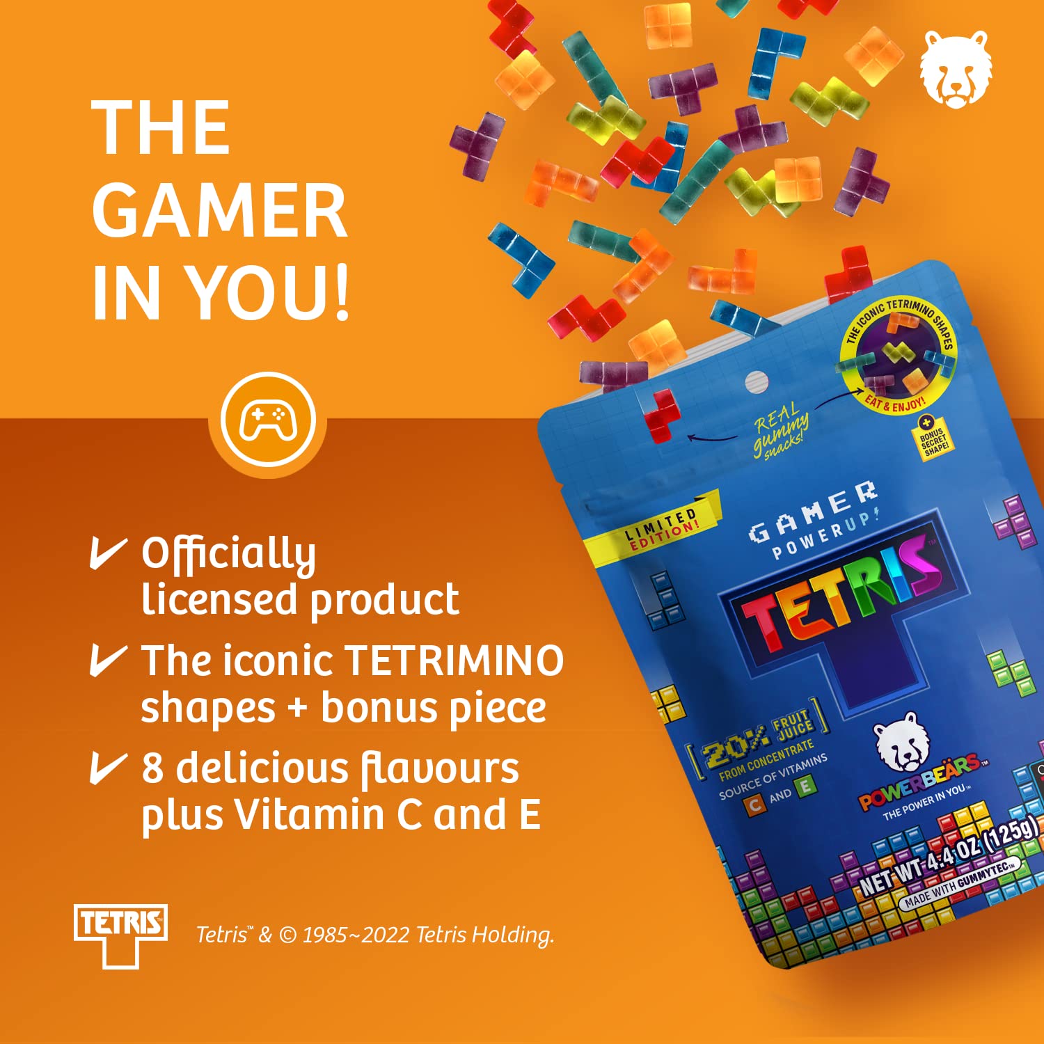 Snapklik.com : Powerbears TETRIS Gamer Gummies In Tetrimino Shapes - 20 ...
