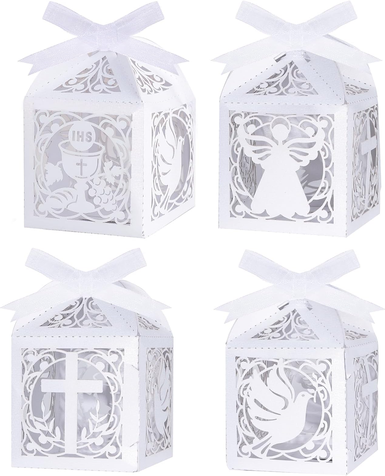 50PCS Boîtes Cadeaux pour Baptême Communion avec Ruban de Soie Boîte ...