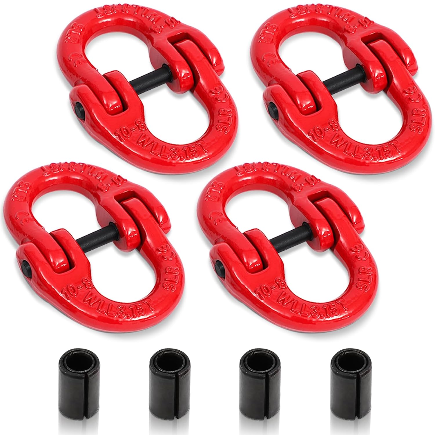 NDSWKR 4 Pack 3/8 Inch Hammerlock Coupling Link, G80 Alloy Steel Safety Chain Connector Link ...