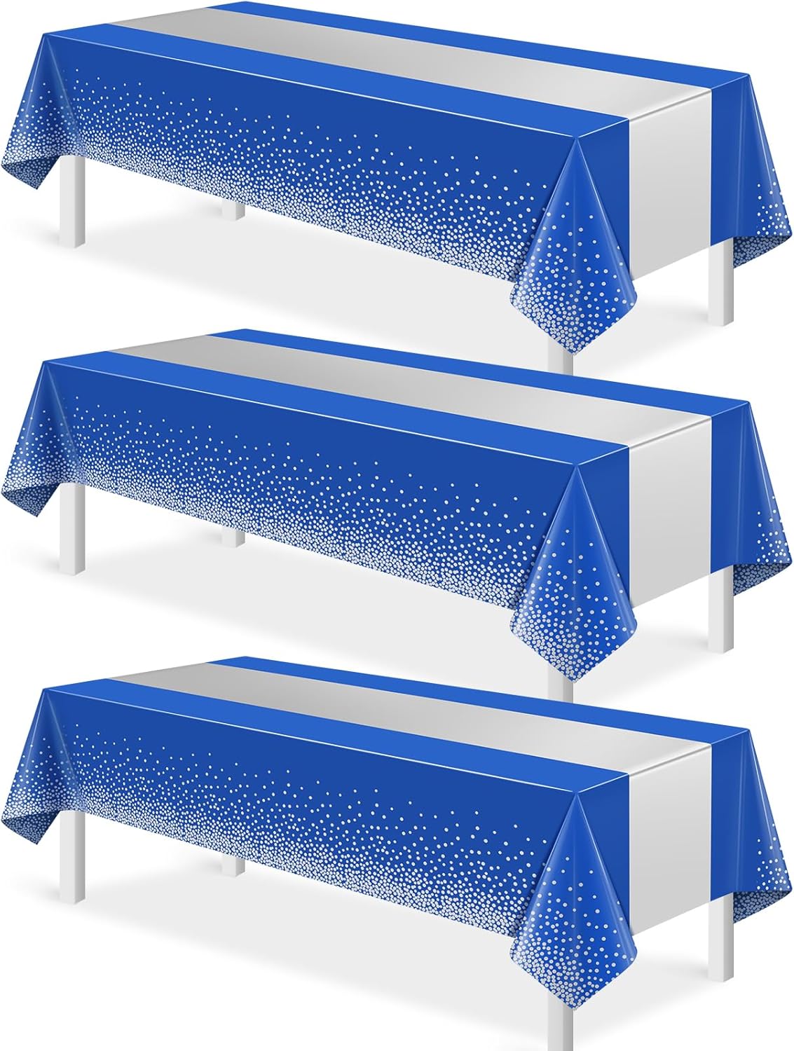 Amazon.com: 3Pcs Blue and Silver Tablecloth Party Decorations,Plastic ...