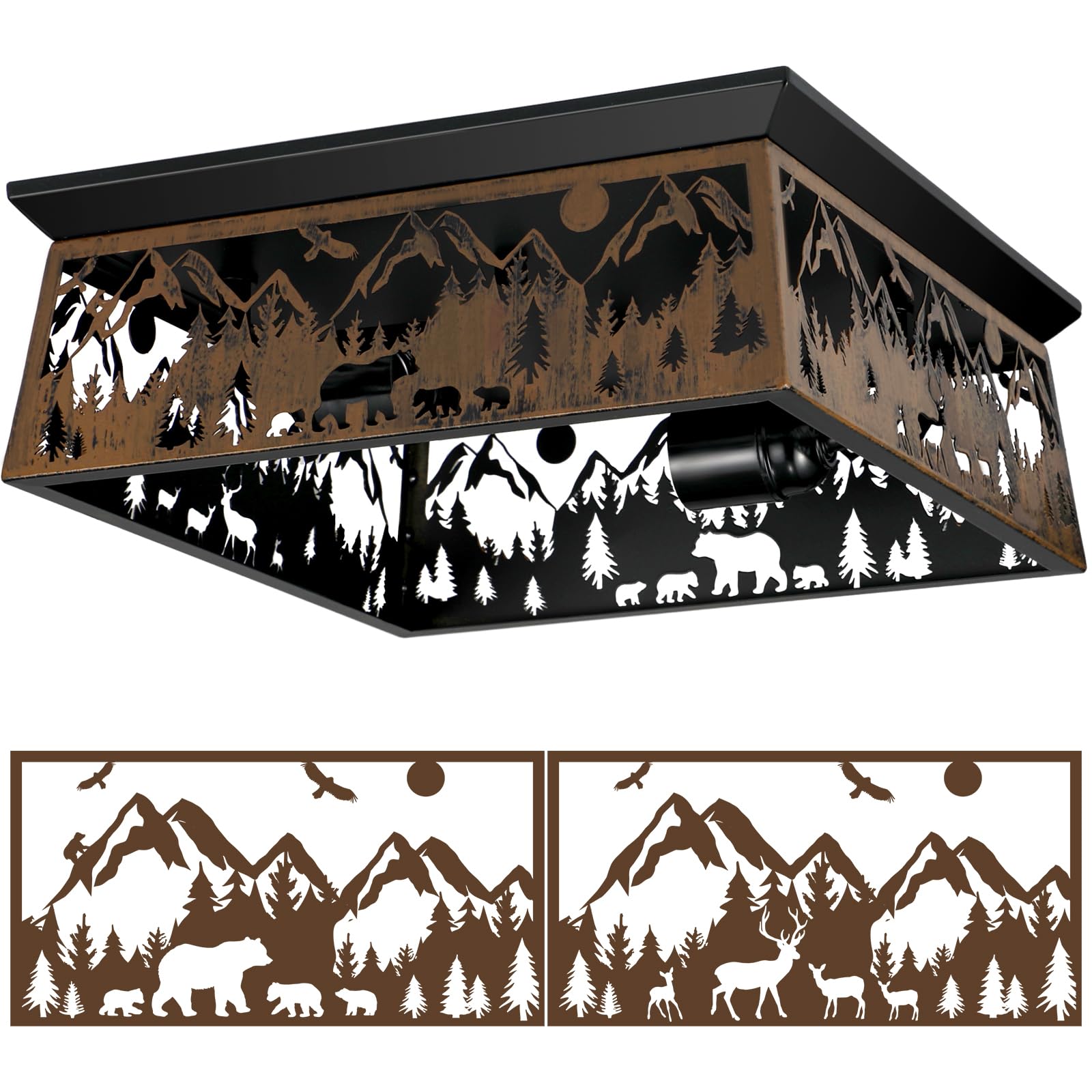 Amazon.com: Ganeen Cabin Flush Mount Ceiling Light Fixture 2 Light ...