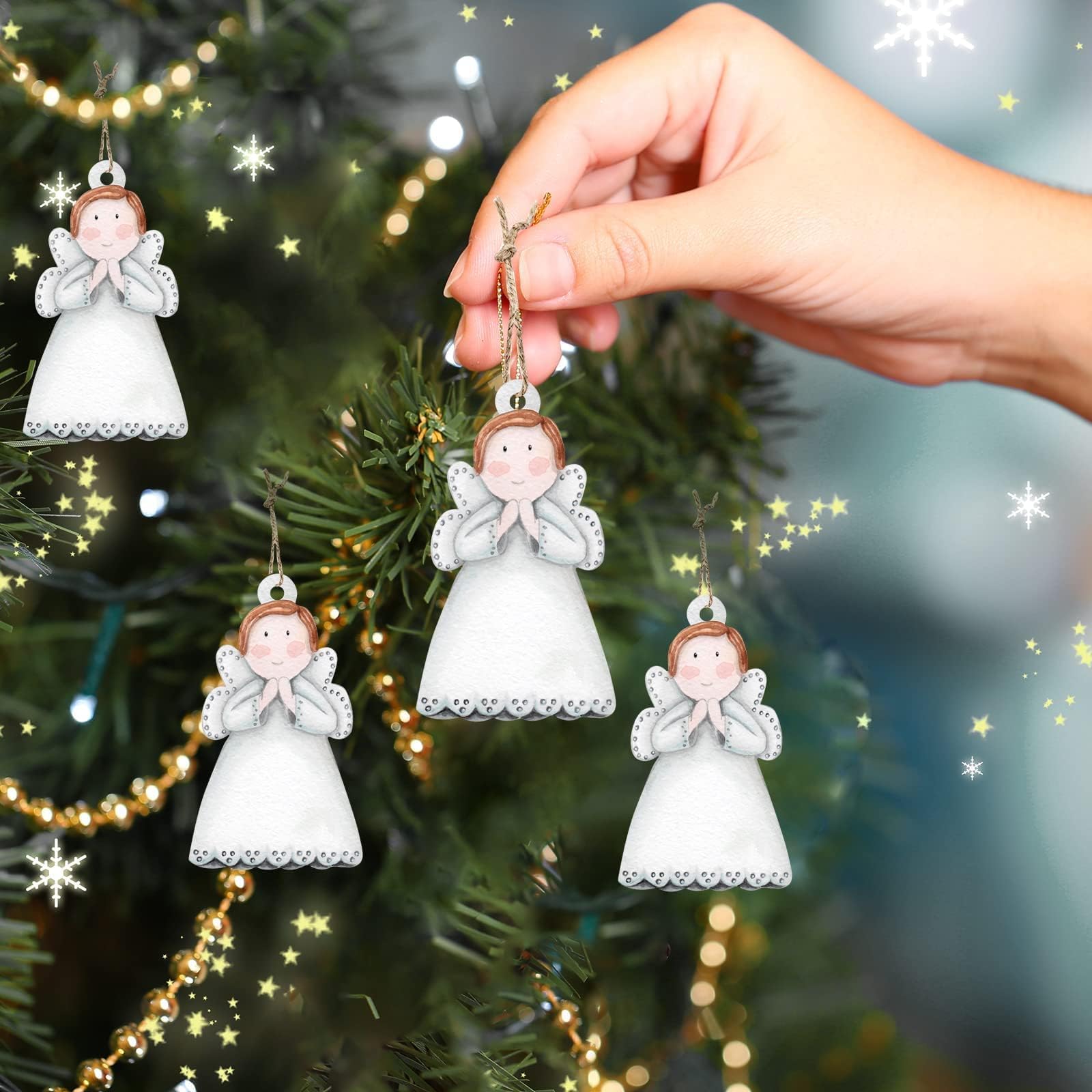 Amazon.com: clothmile 20 Pieces Angels Christmas Decorations Wooden ...