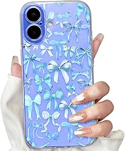 Amazon.com: NITITOP Compatible with iPhone 16 Plus Case Cute Clear Bowknot Design for Women ...