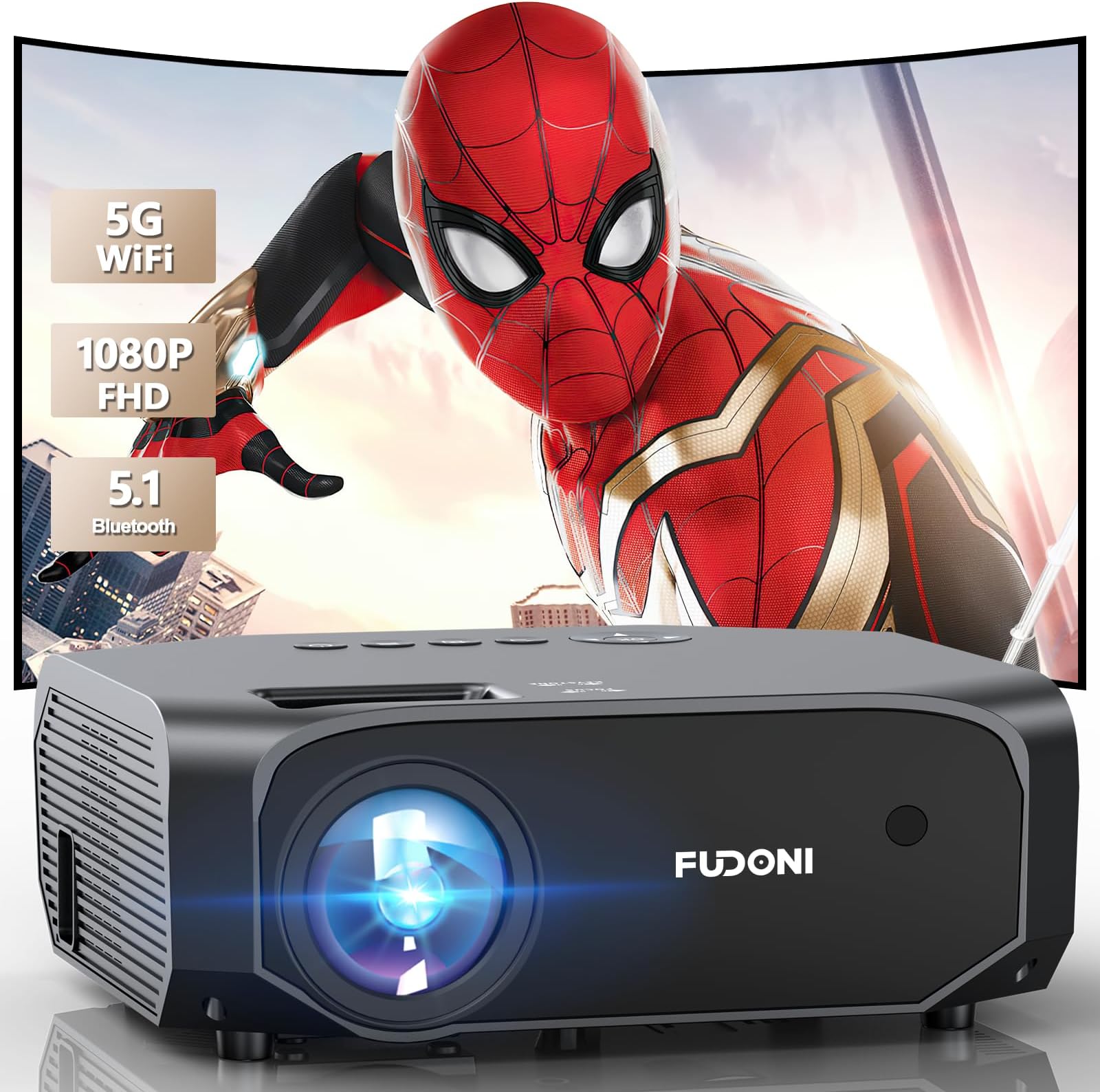 Amazon.com: FUDONI Projector with WiFi and Bluetooth, Upgraded 5G ...