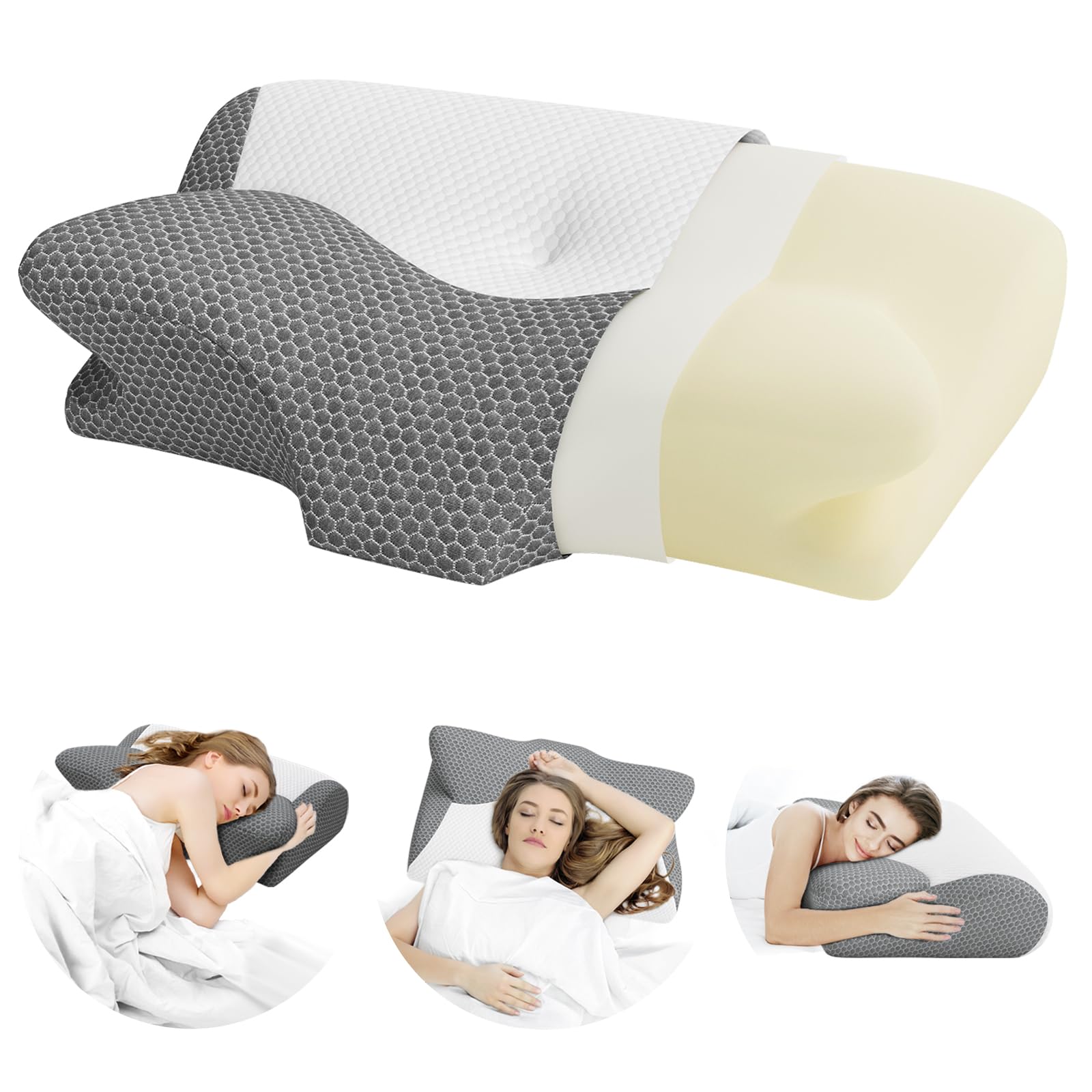Amazon.com: Cervical Neck Pillow, Side Sleeper Pillow for Adults ...