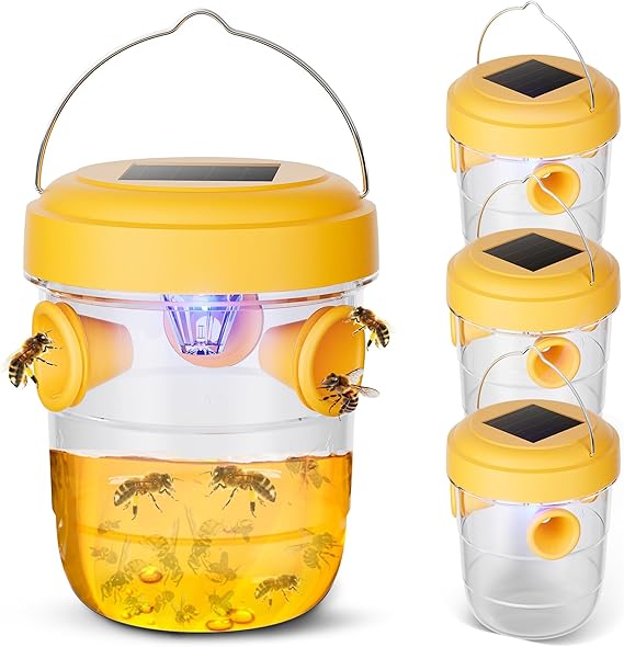 Amazon.com : Wasp Traps Outdoor Hanging, Solar Powered Bee Traps 4 ...