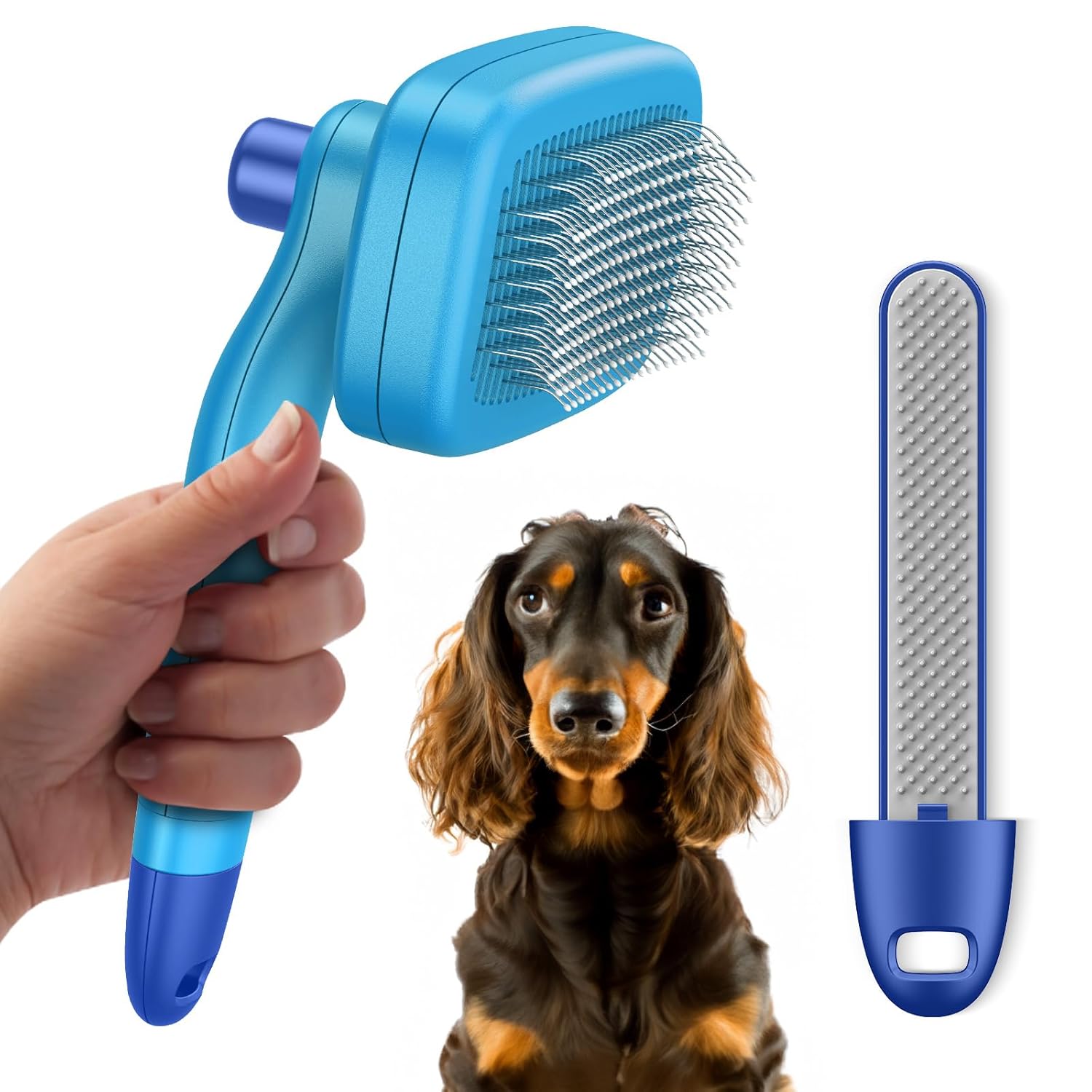 Amazon.com: Self-Cleaning Slicker Brush for Short & Long Haired Pets ...