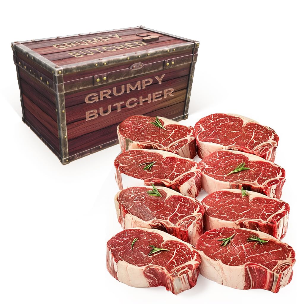 Amazon.com: Grumpy Butcher Ribeye Steaks, 8 Pack (14 oz each) - Prime ...