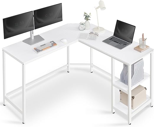 VASAGLE Computer Desk, L-Shaped Corner Desk, 138 x 138 x 76 cm, Gaming ...