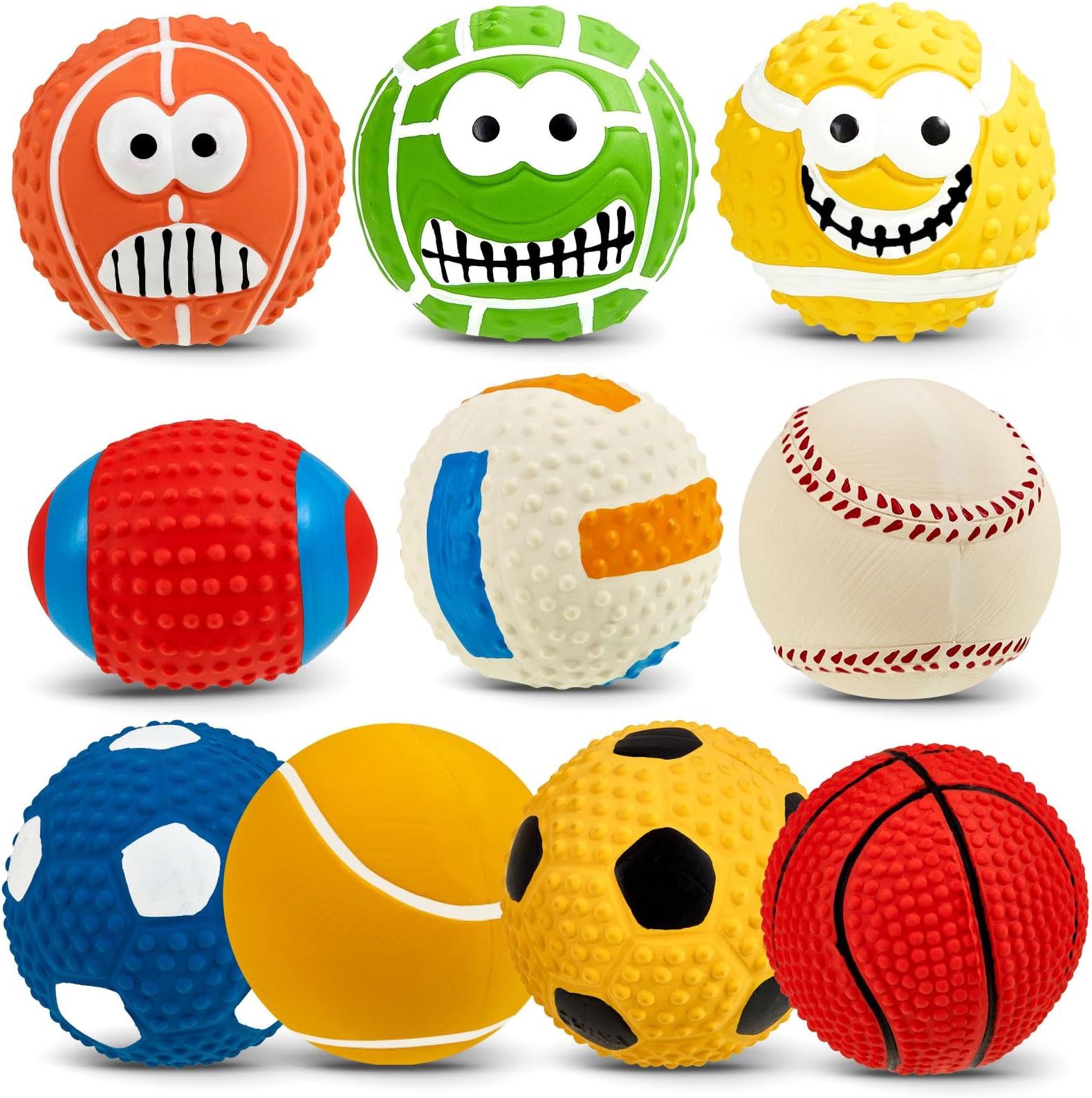 Pet Supplies : Liliful 10 Pack Squeaky Latex Dog Toy Rubber Dog Balls ...