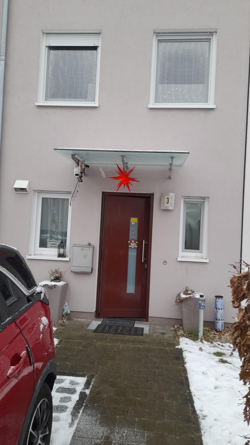 Led Weihnachtsstern Rot/Weiß, Adventsstern, für Außen, Kunststoff 55cm Mit LED Lampe 3W (Rot ...