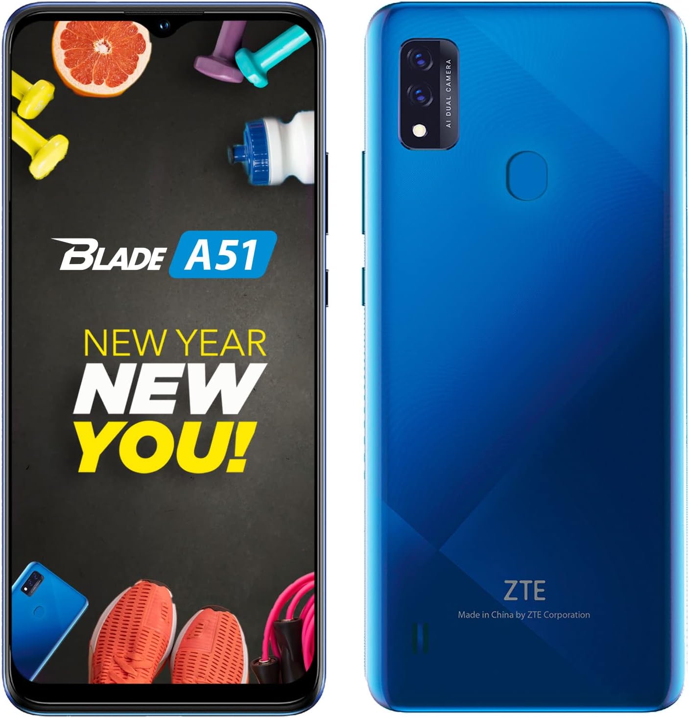 ZTE Smartphone Blade A51 64GB 6.52" HD Azul Desbloqueado : Amazon.com ...