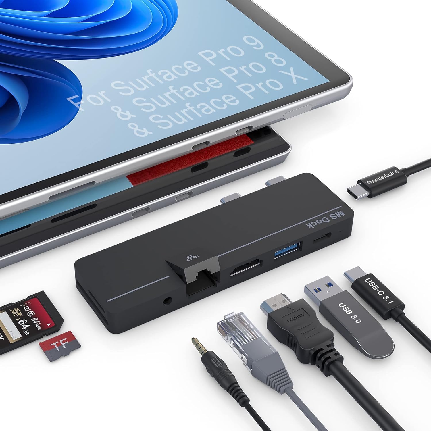 Amazon.com: Surface Pro 9/8 Hub Docking Station with 4K HDMI,USB-C ...