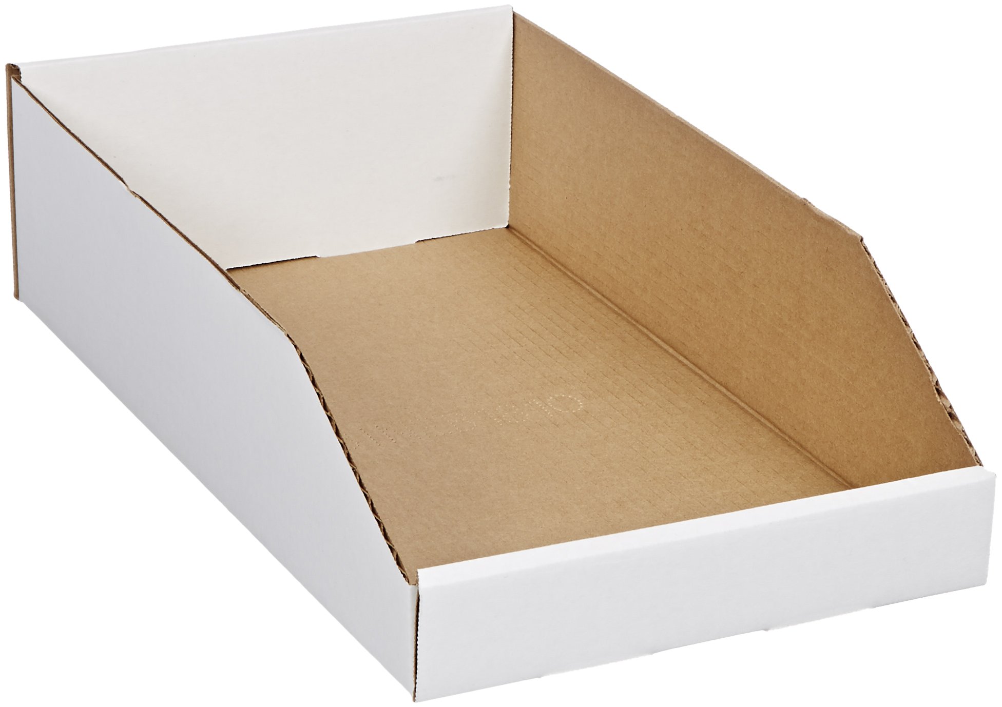 Aviditi Corrugated Cardboard Storage Bins, 10"x 18"x 4 1/2", White ...