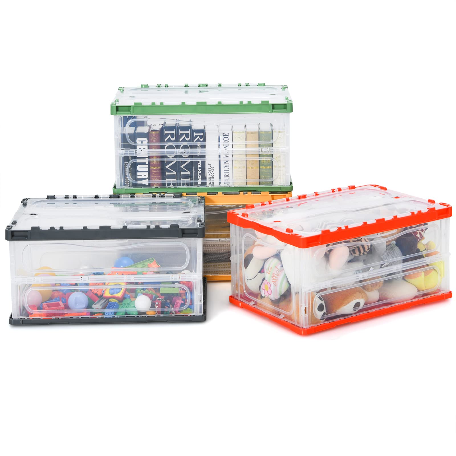 Amazon.com - DORTALA 4 Packs 75L Collapsible Storage Bins with Lids, Stackable Utility Crate ...