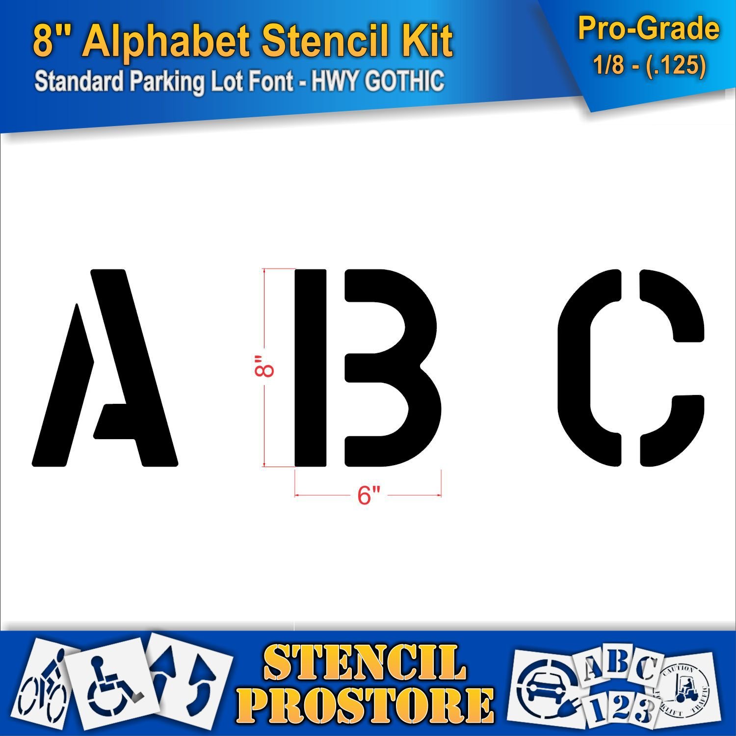 Snapklik.com : Pavement Stencils - 8 Inch ALPHABET KIT STENCIL SET