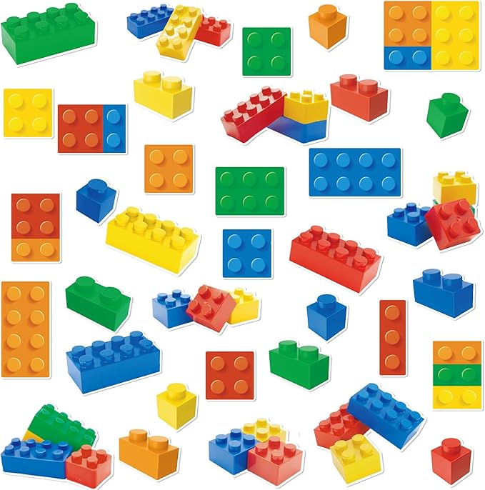 Amazon.com: Seajan 72 Pcs Building Blocks Bulletin Board Cutouts ...