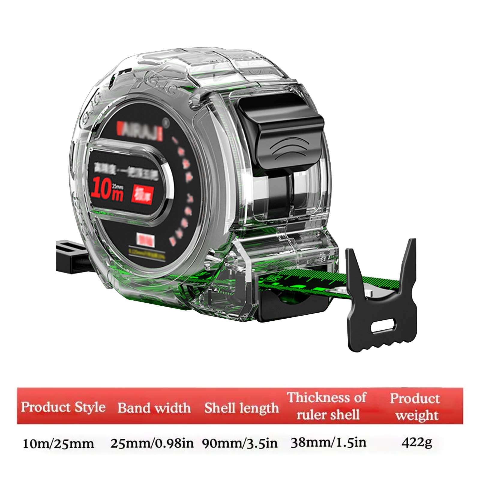 Vaileal Stainless Steel Tape Measure,10*25M Fluorescent Measure ...