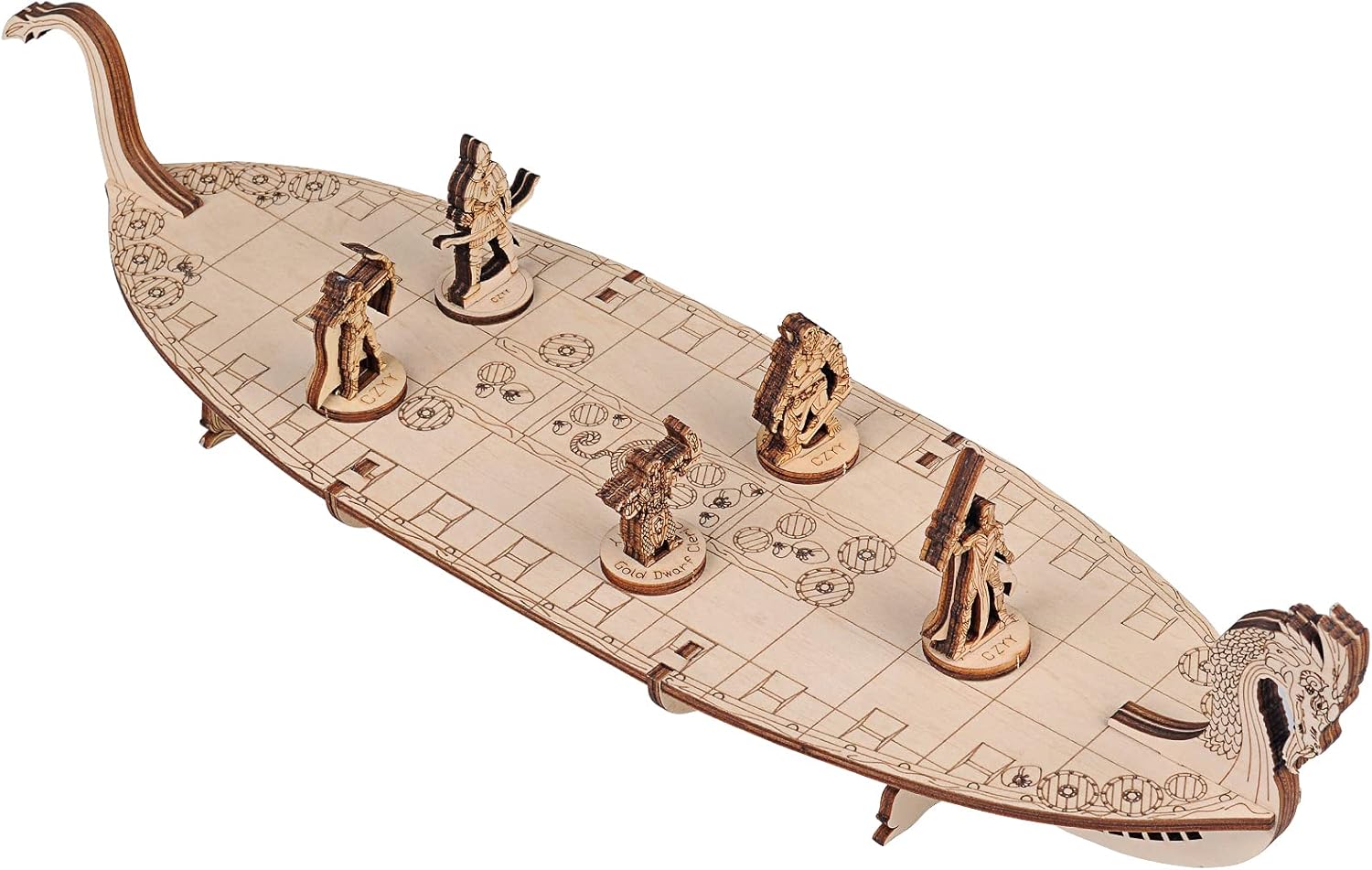 Minyatürler Viking Longship Ahşap Lazer Kesim 1 İnç Kare Izgara Gemi ...