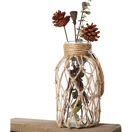 Amazon.com: Funsoba Rustic Hanging Mason Nautical Jar Rope Net Dry ...