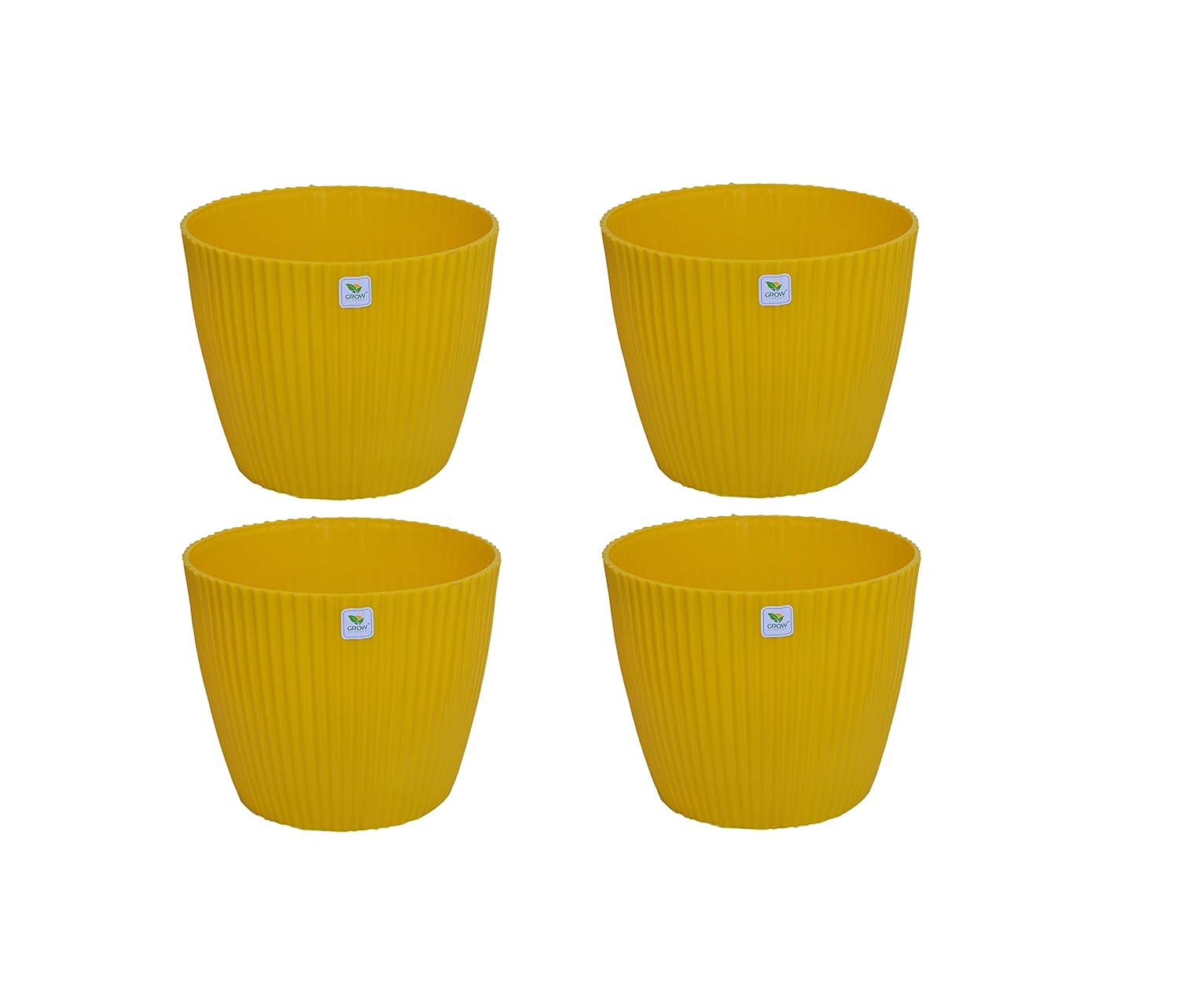 VIRKART Plastic Mega Pots Set, White, 12 Inch, 4 Pieces (Yellow ...