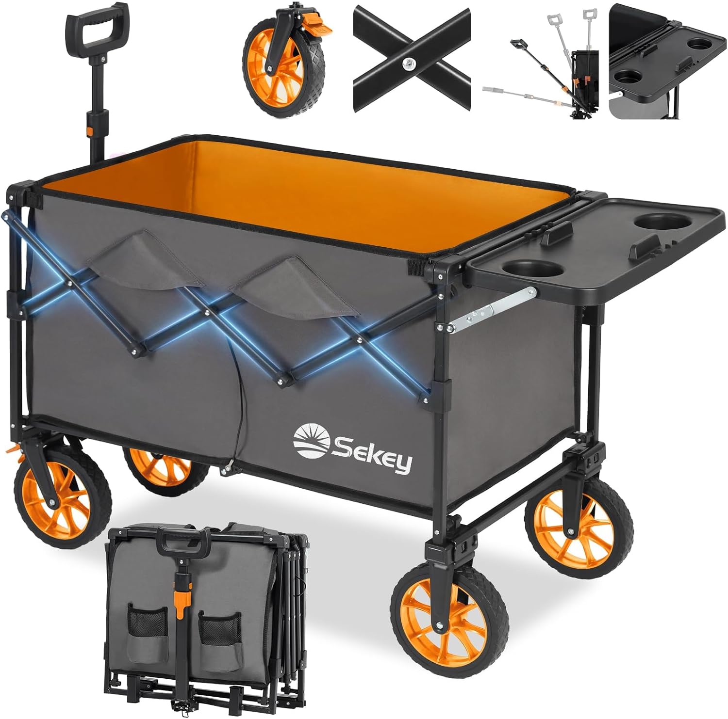 Amazon.com: Sekey 250L Collapsible Wagon with Folding Table and Drink ...