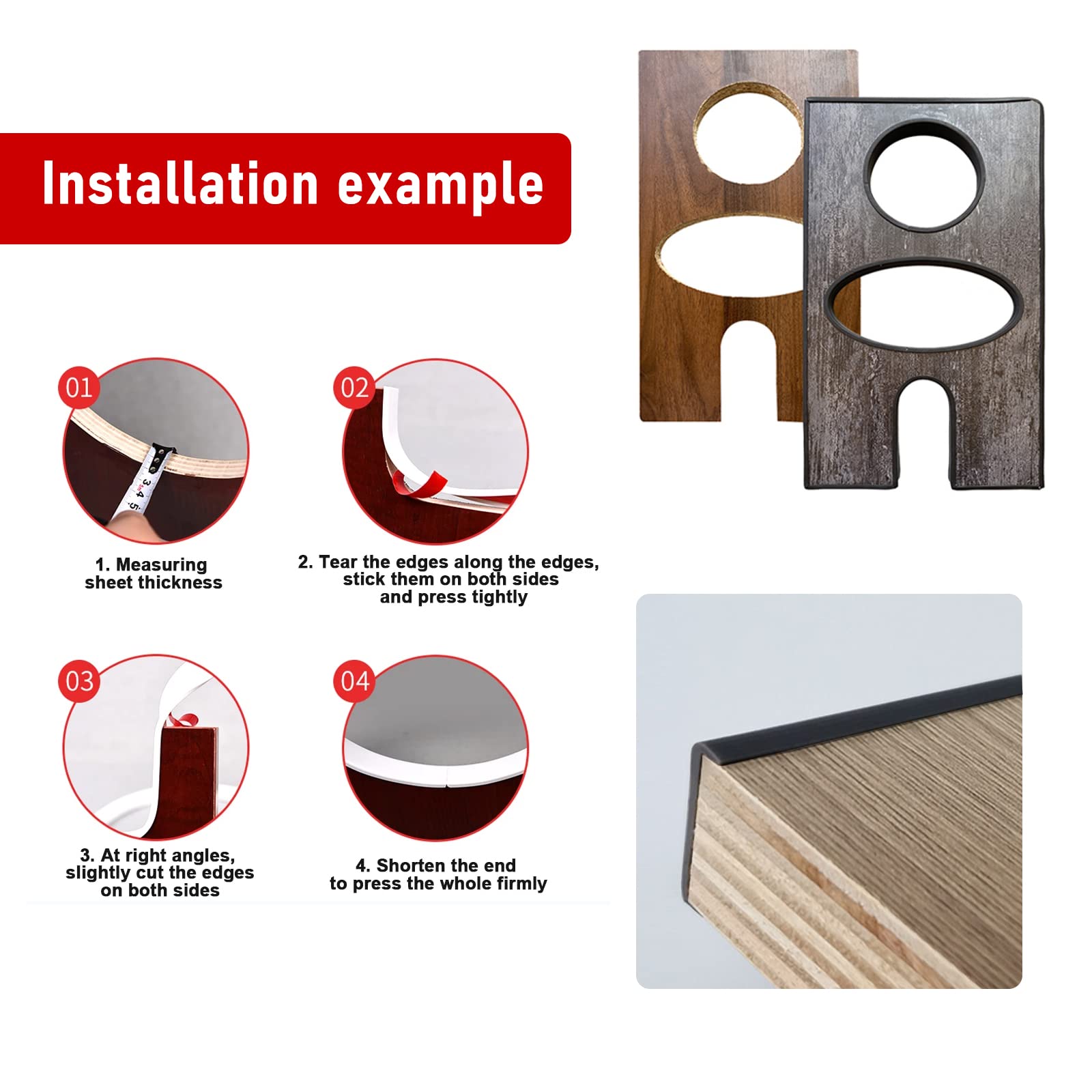 Edging Tape U-Shape Furniture Edge Banding, 16.4ft Self Adhesive TPE ...