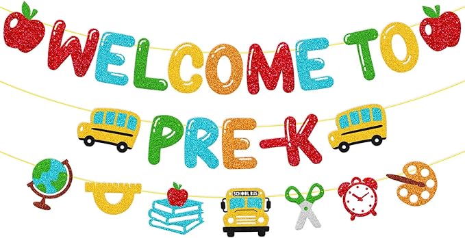 Amazon.com: Welcome to Pre-K Banner First Day of Pre K Banner Welcome ...