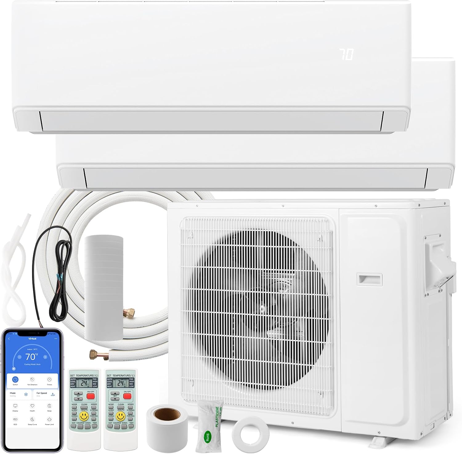 Amazon.com: ARLIME Mini Split AC, 2 Zone 30000 BTU Wifi Enabled Air ...