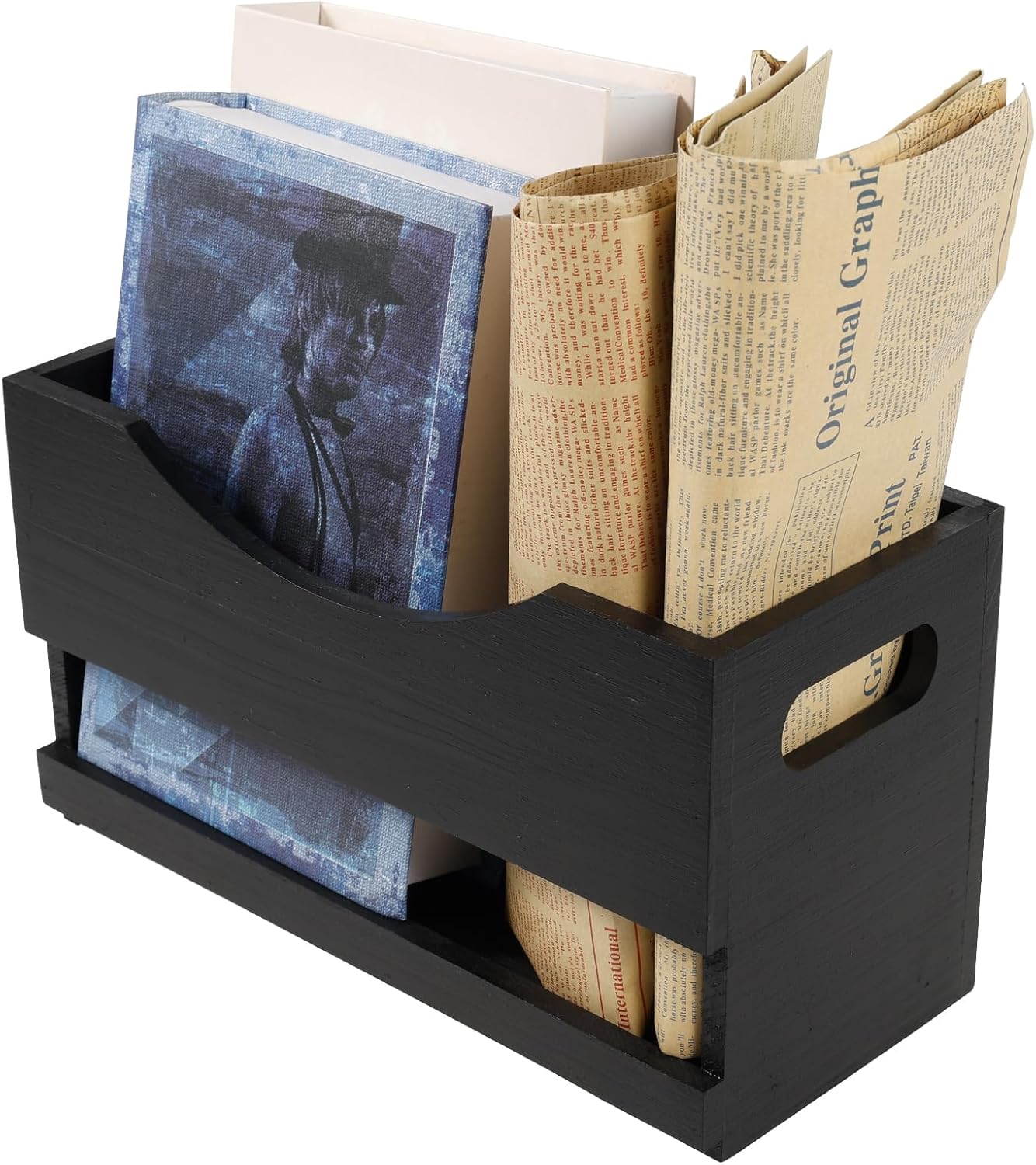 Amazon.com: Magazine Holder Wooden Magazine Organizer Basket ...