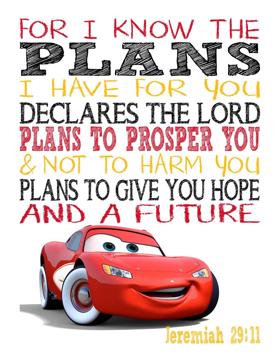 Buy Cars Christian Nursery Decor Set of 4 Unframed Prints, Lightning ...