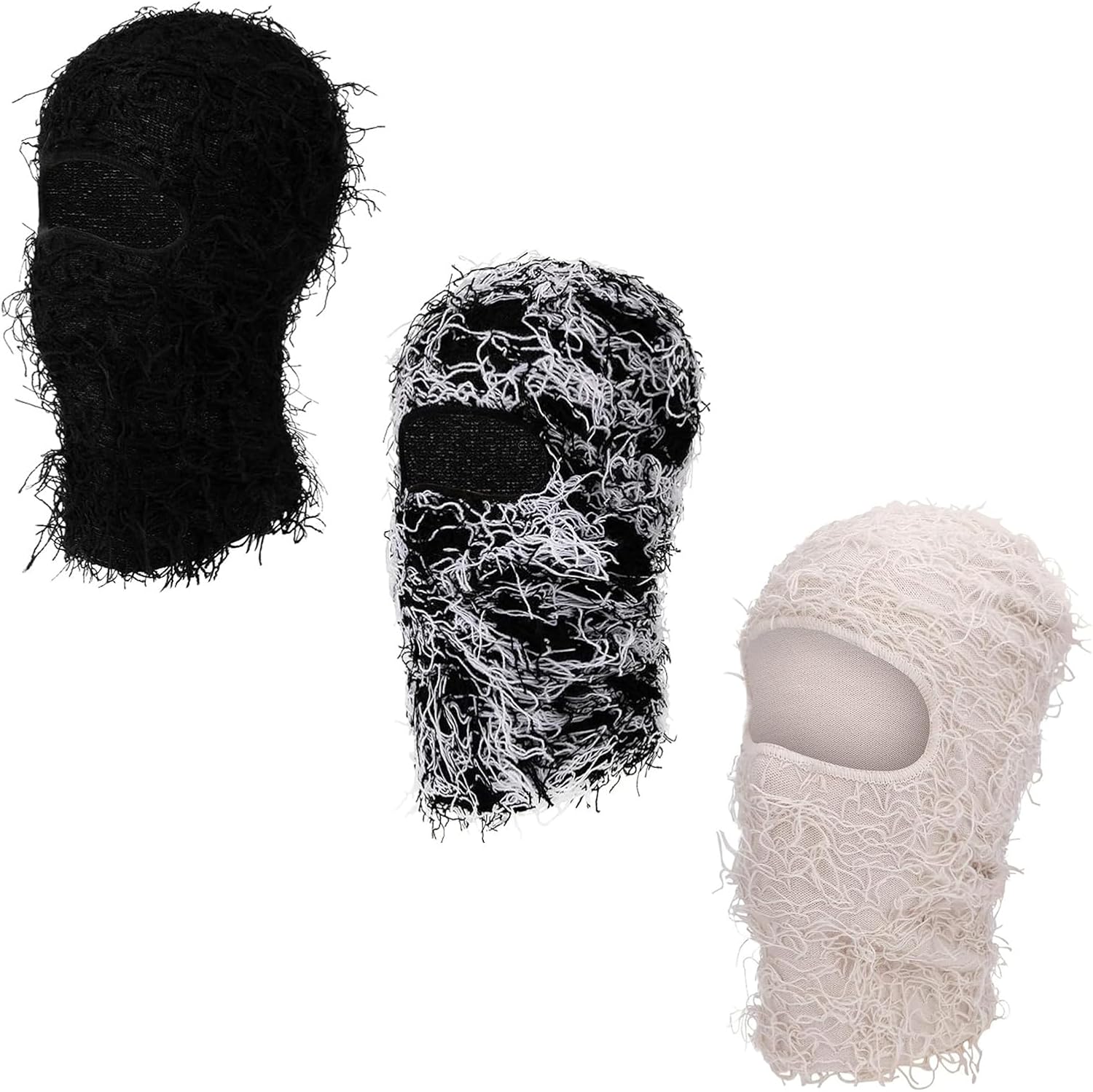 Amazon.com: 3 Pack Distressed Balaclava Ski Mask, Knitted Full Face ...
