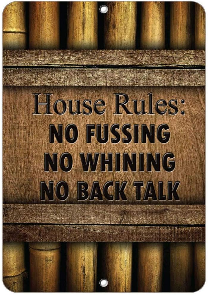 BAGAYALU KLFNEX House Rules No Fussing No Whining No Back Talk Quote ...