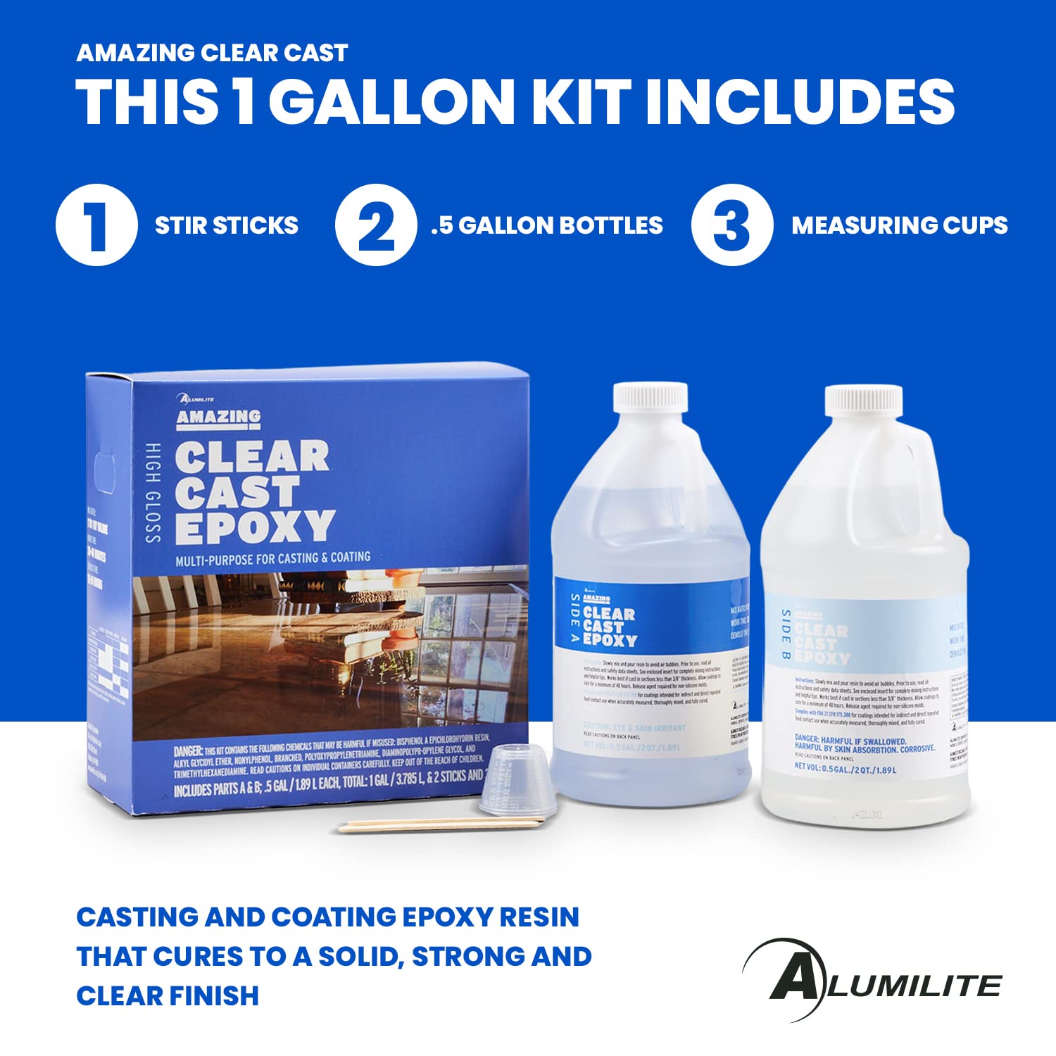 Alumilite Amazing Clear Cast [0.5 gal A +0.5 gal B (1 galón) kit ...