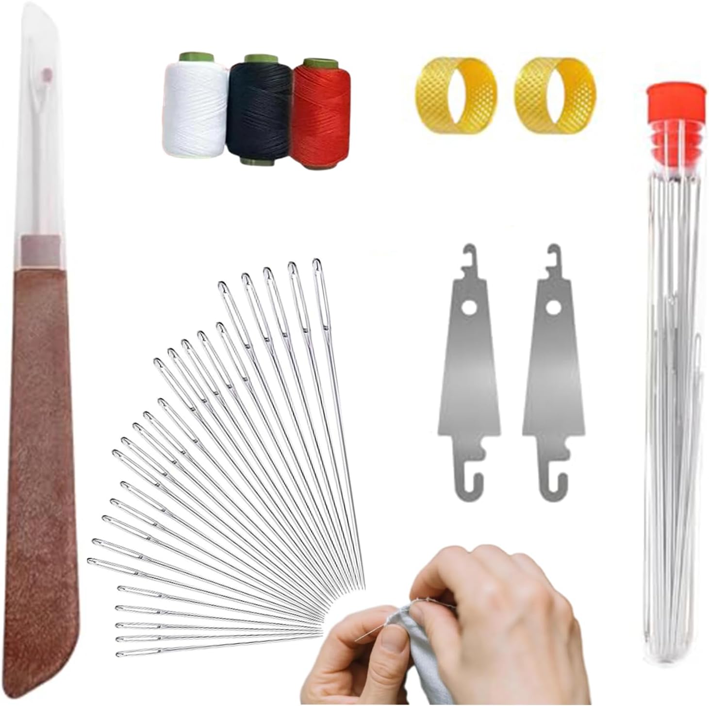 Amazon.com: Whimsyard Sewing Kit, 34/37pcs Big Eye Steel Needles Set ...