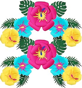 Amazon.com: Zonon 22 Pieces Hawaiian Hibiscus Decorations Luau Multi ...