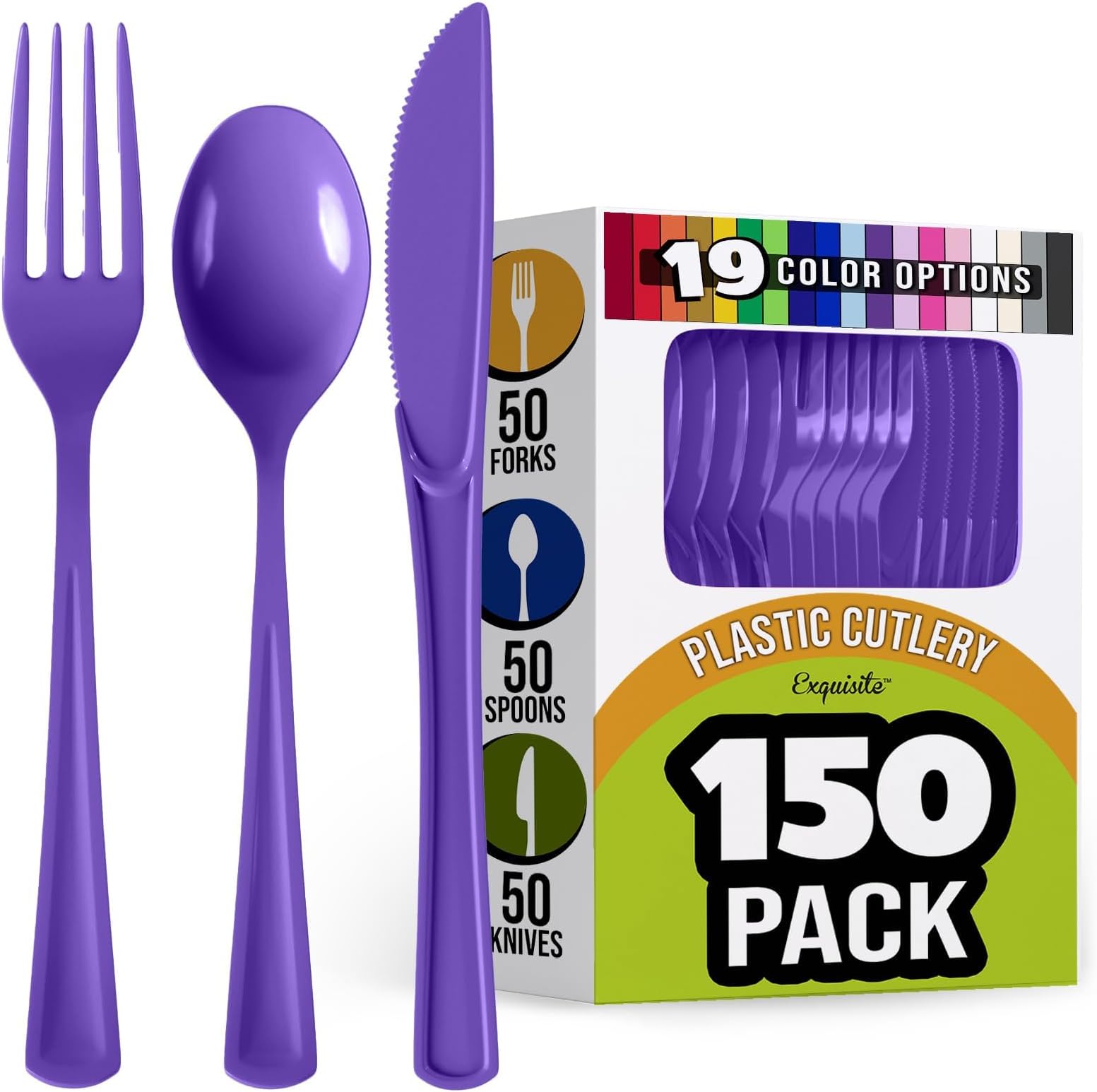 Amazon.com: Dark Purple 48-Piece Plastic Utensils Set : Health & Household
