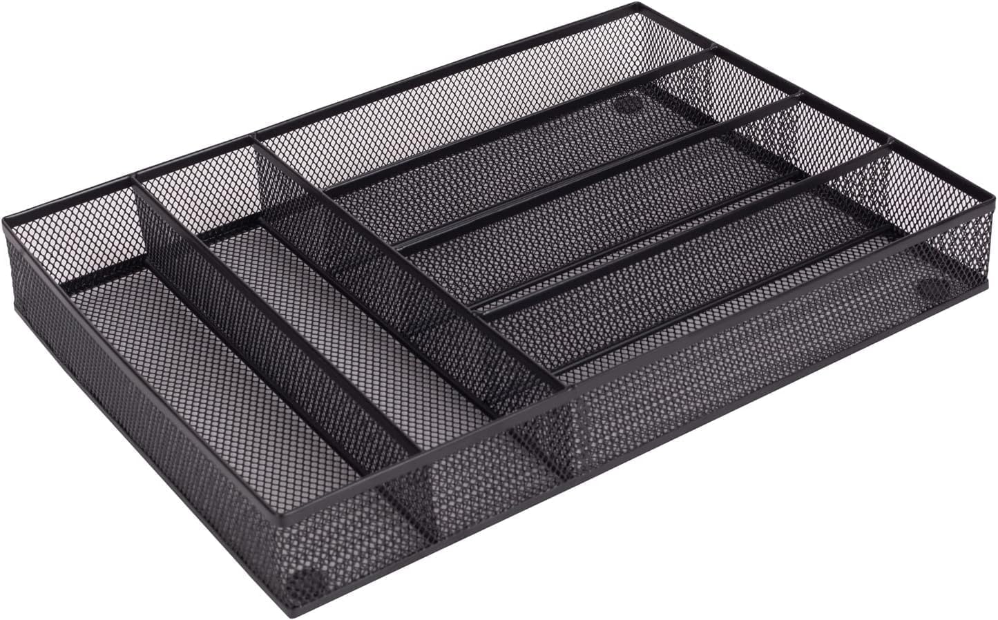 powerking Desk Drawer Organizer Tray, 6 Compartment Metal Mesh Drawer ...