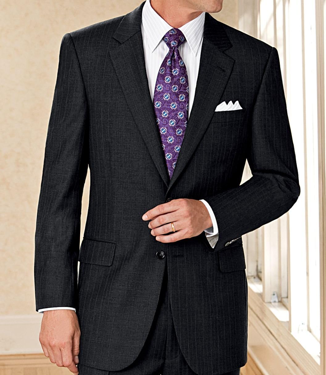 Signature 2-Button Wool Suit-In 5 Patterns (BRN PLD W'PANE, 48 LONG) at ...