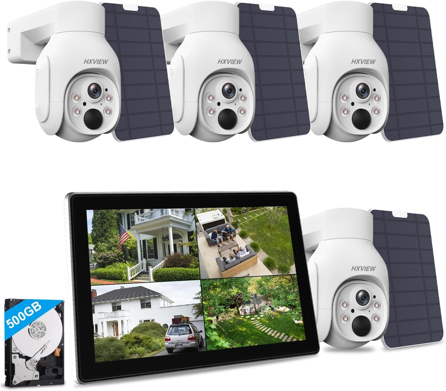 Amazon.com : HXVIEW Solar Wireless Security Camera System with 10" LCD ...