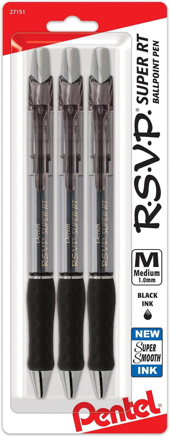 Amazon.com: Pentel RSVP Super RT Ballpoint Pen, (1.0mm) Medium Line ...