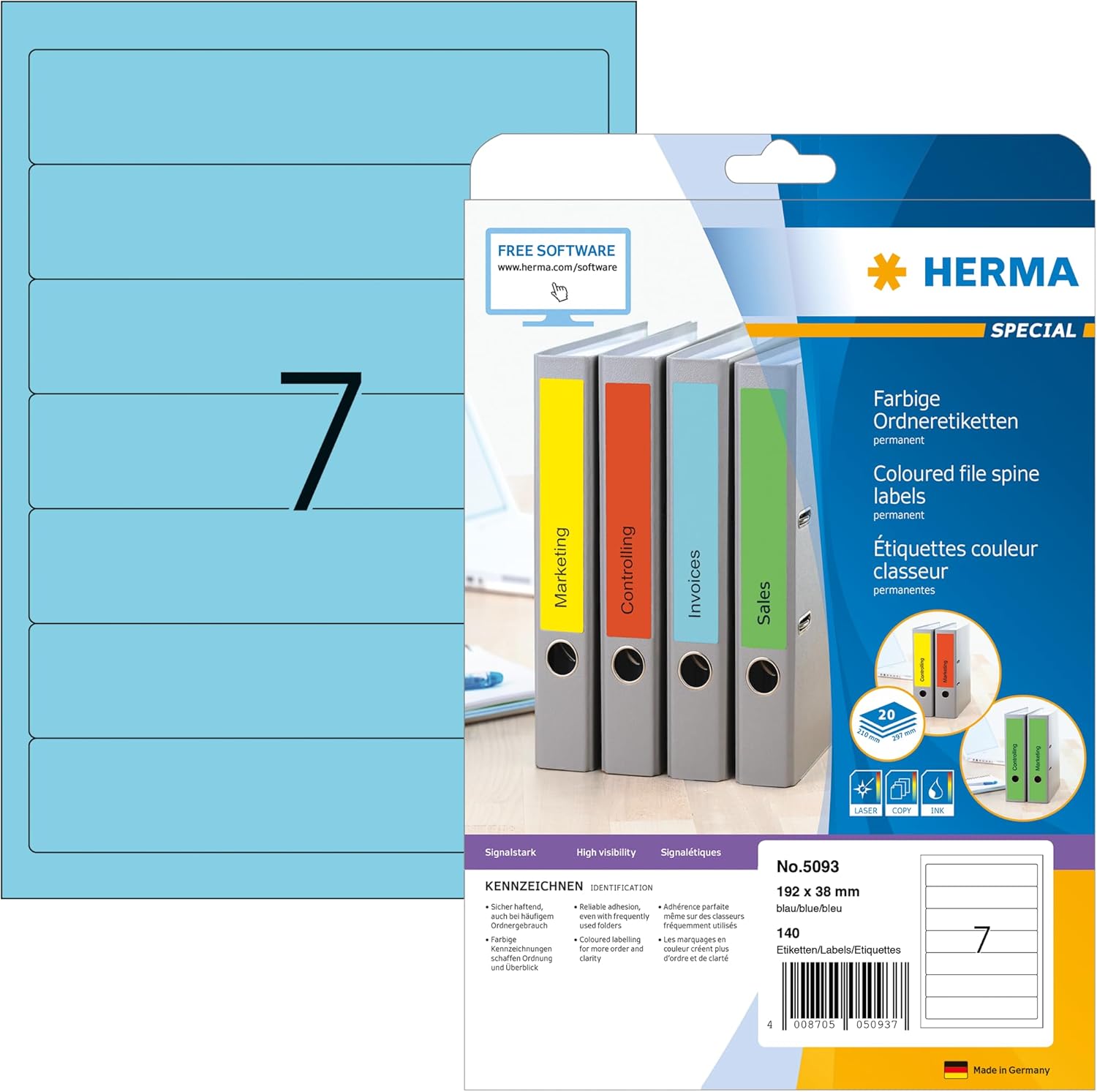 Amazon.com : HERMA Self Adhesive Lever Arch File Labels, 7 Labels Per ...