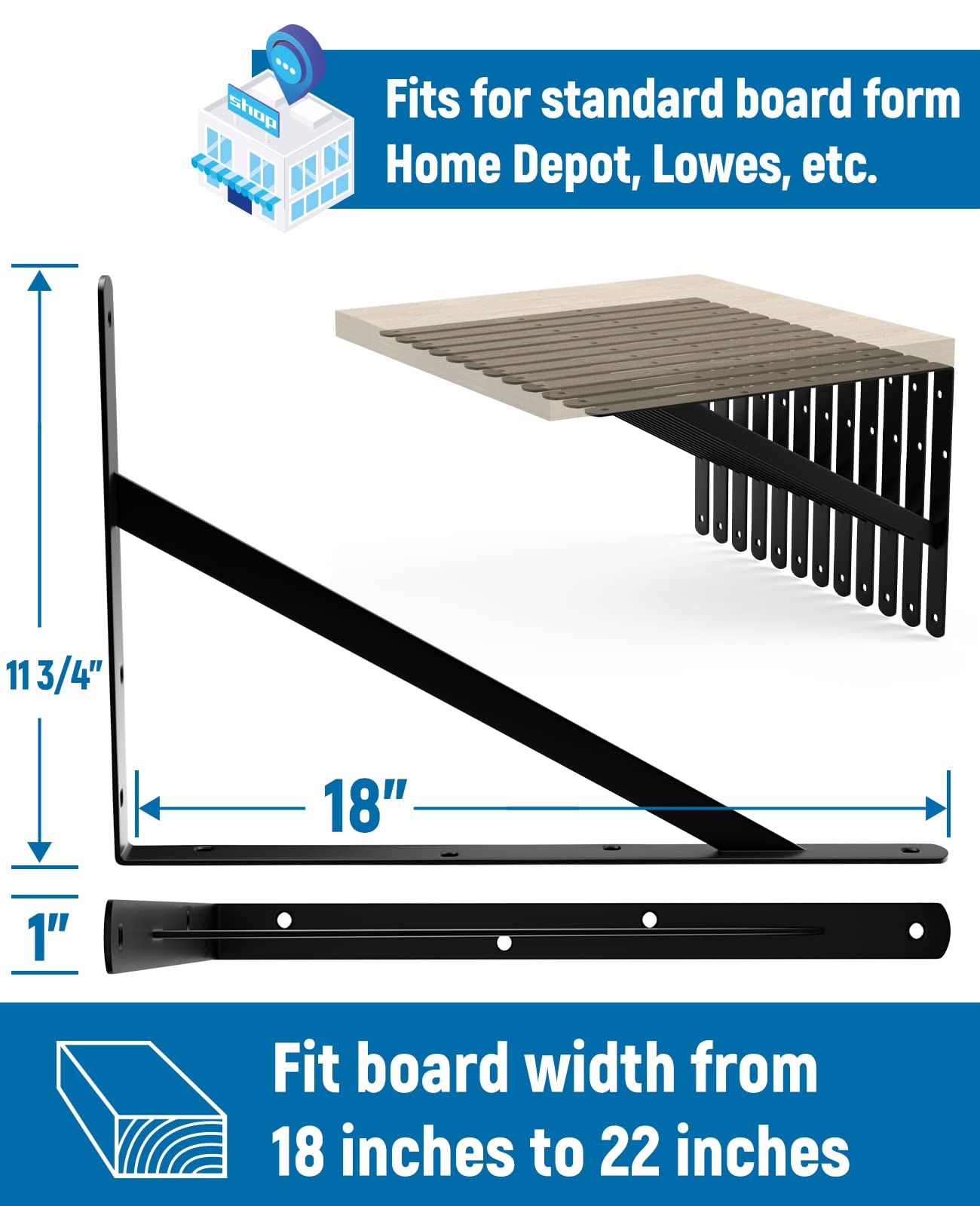 Snapklik.com : 18 Inch Shelf Brackets & Supports, Large Wall Brackets ...