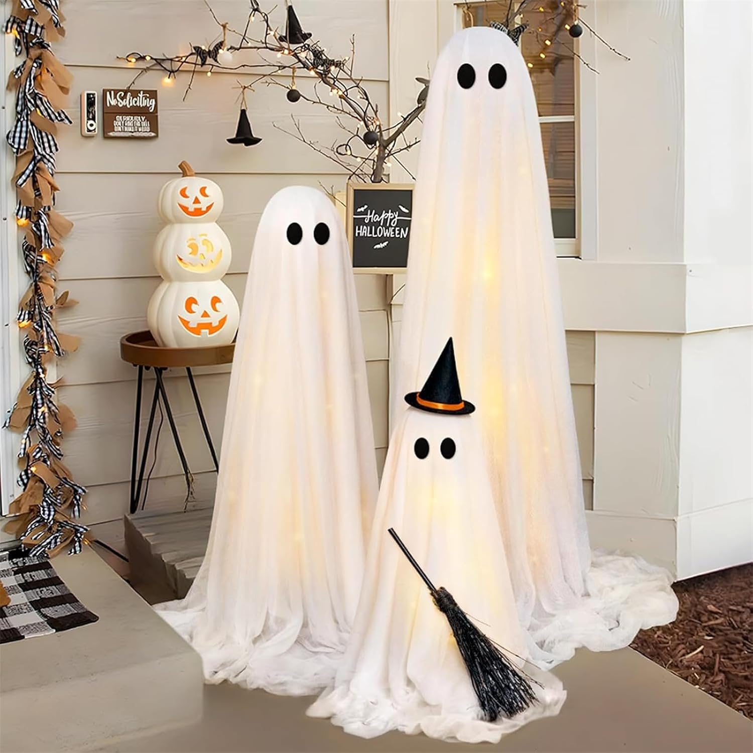 Halloween Decorations Outdoor - Set of 3 Light Up Spooky Ghosts ...