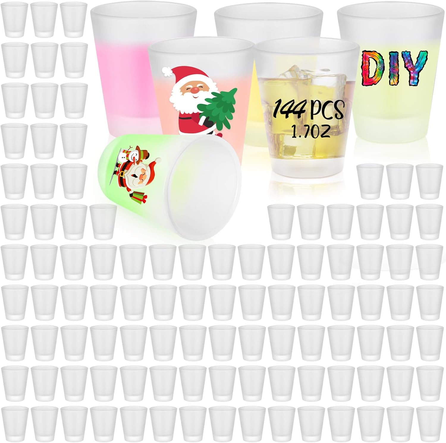 Amazon.com | Vesici 144 Pcs Sublimation Shot Glasses Bulk 1.7oz Small ...