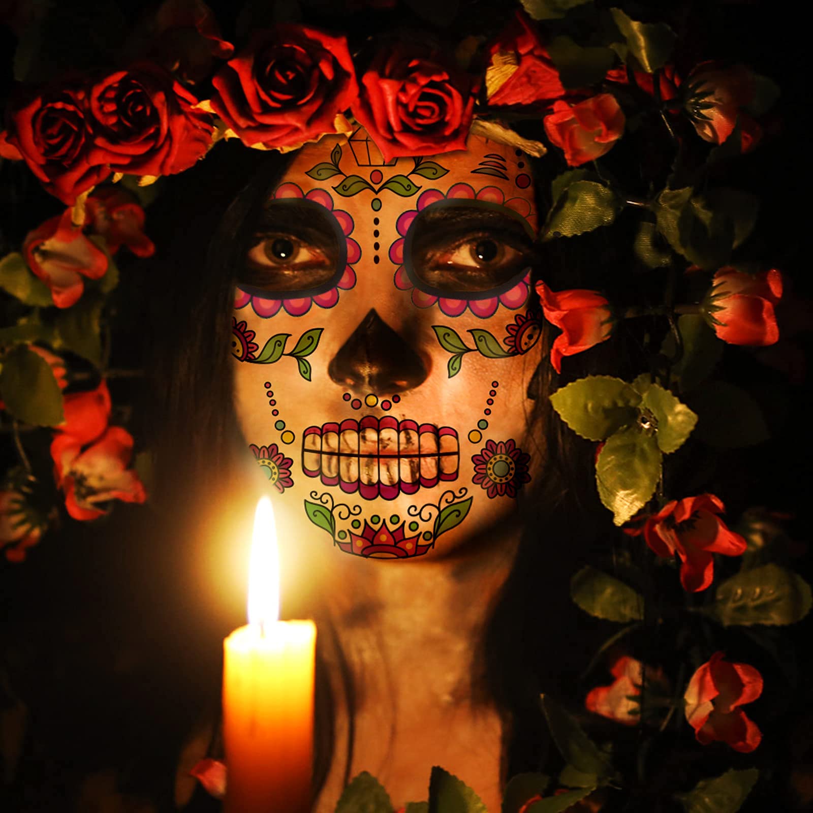 Snapklik.com : Day Of The Dead Face Tattoos Makeup- Halloween Costume ...