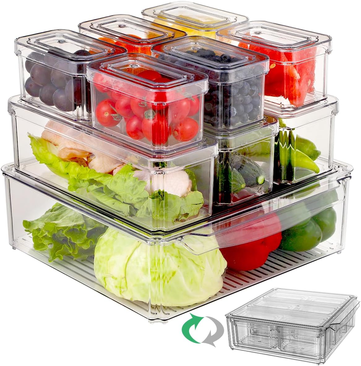 Amazon.com: JUMAIPRO Refrigerator Organizer Bins with Lids, 10 Pack ...
