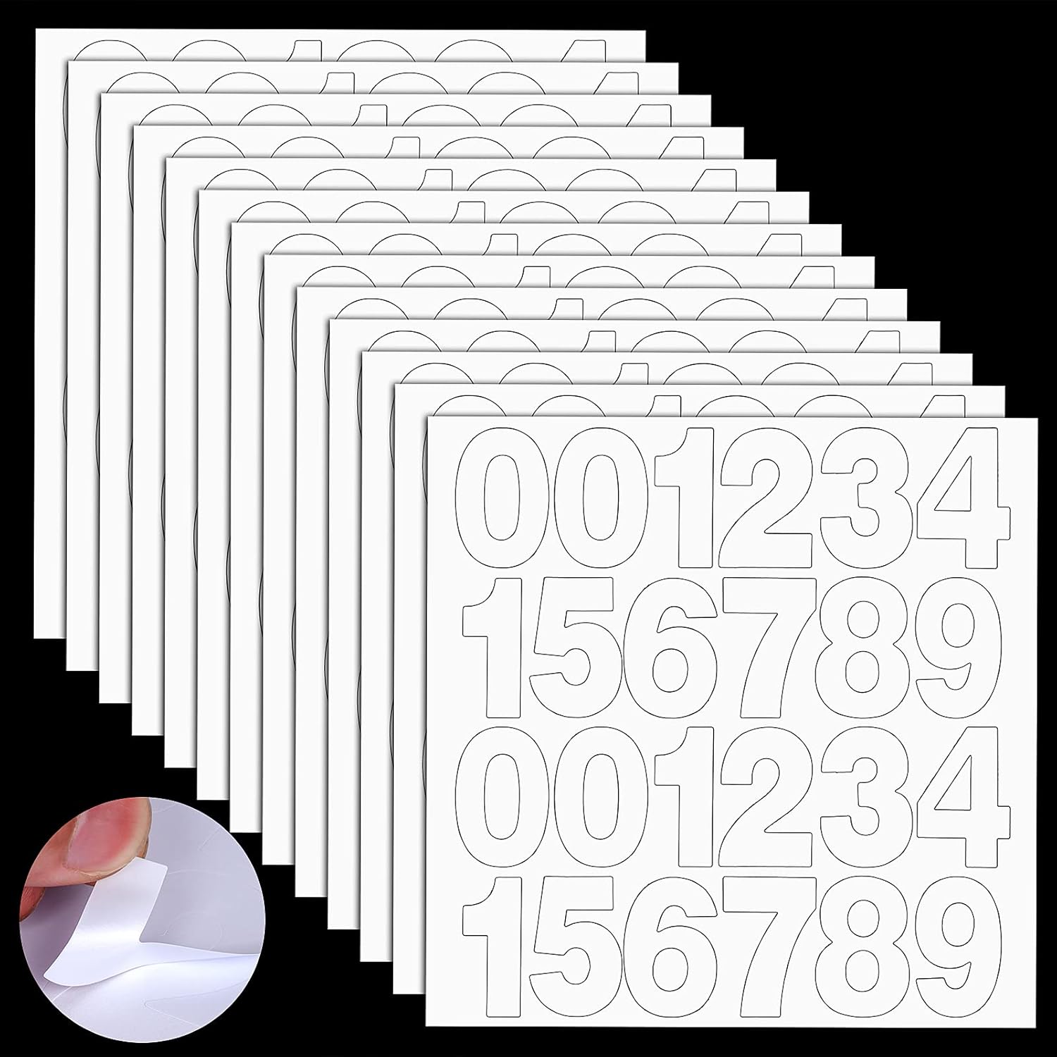 10 Sheets Self-Adhesive Helmet Numbers Sticker, White Vinyl Numbers ...