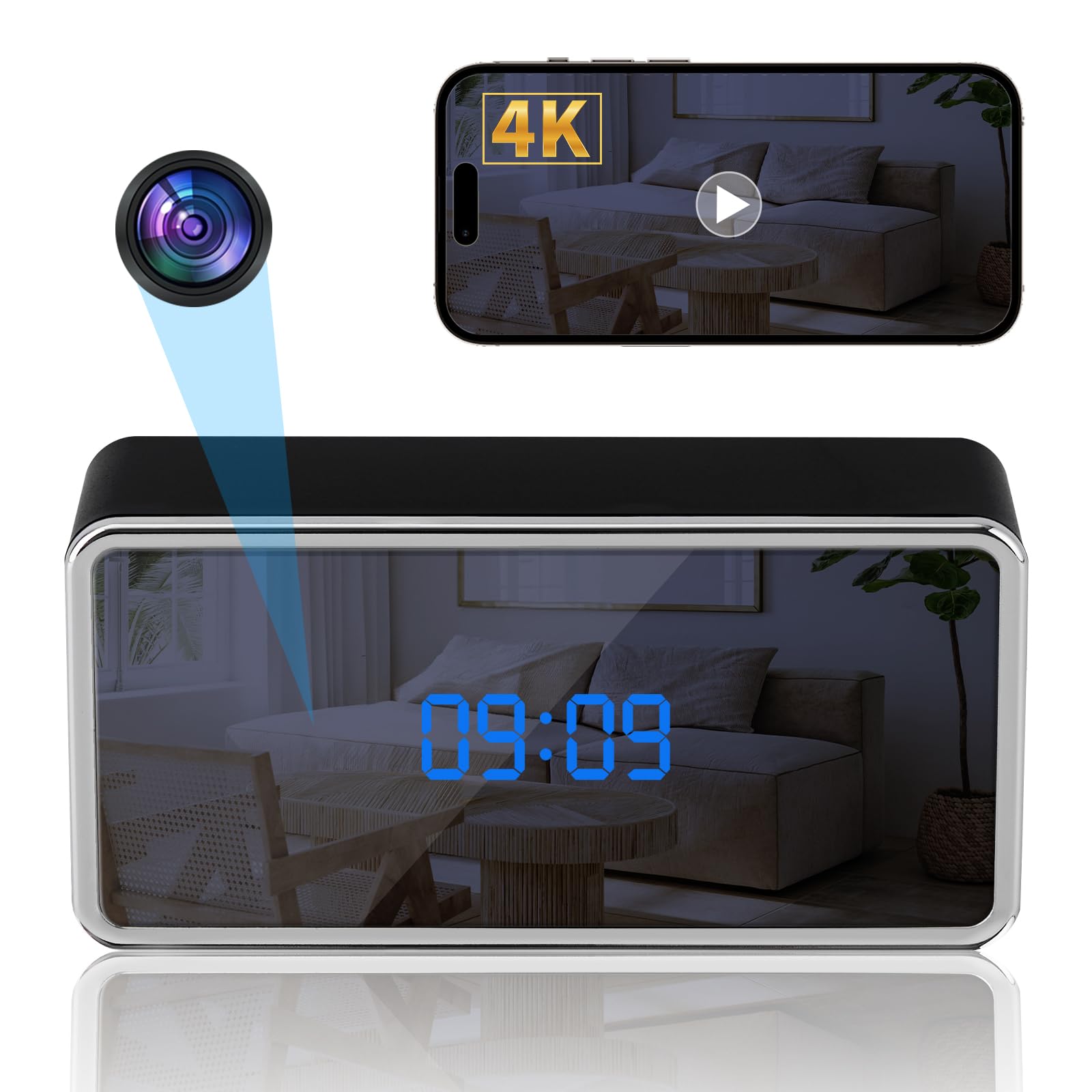 Amazon.com : Hidden Video Cameras Clock, HD 4K Clock Camera with Clear ...